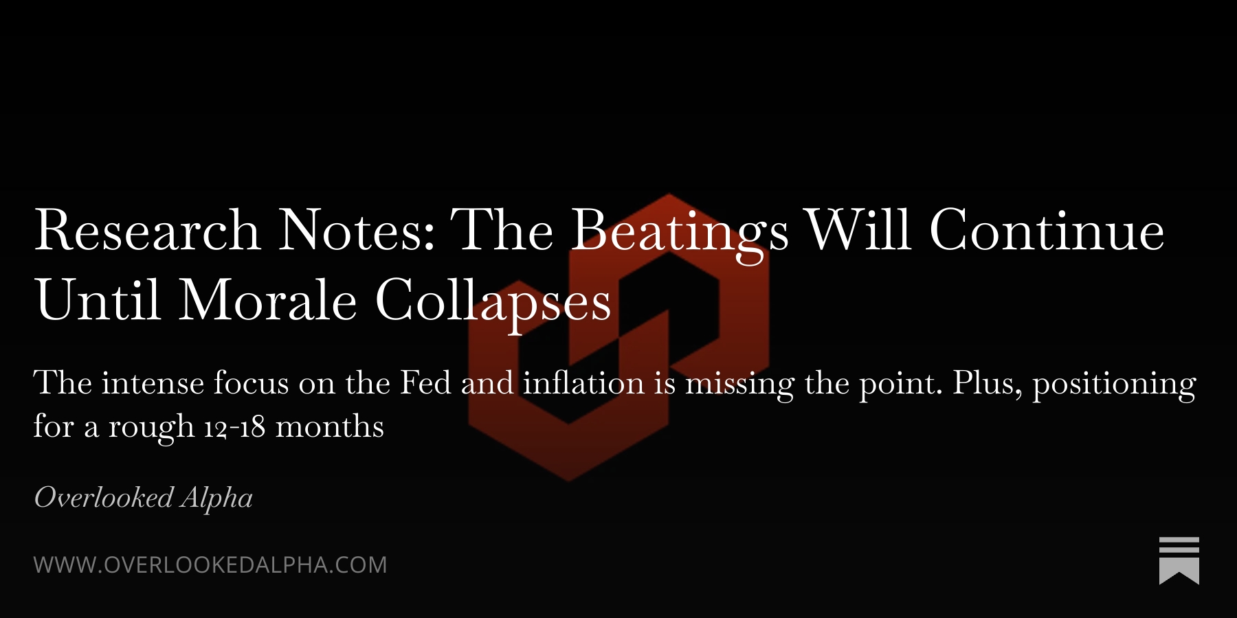 Research Notes: The Beatings Will Continue Until Morale Collapses